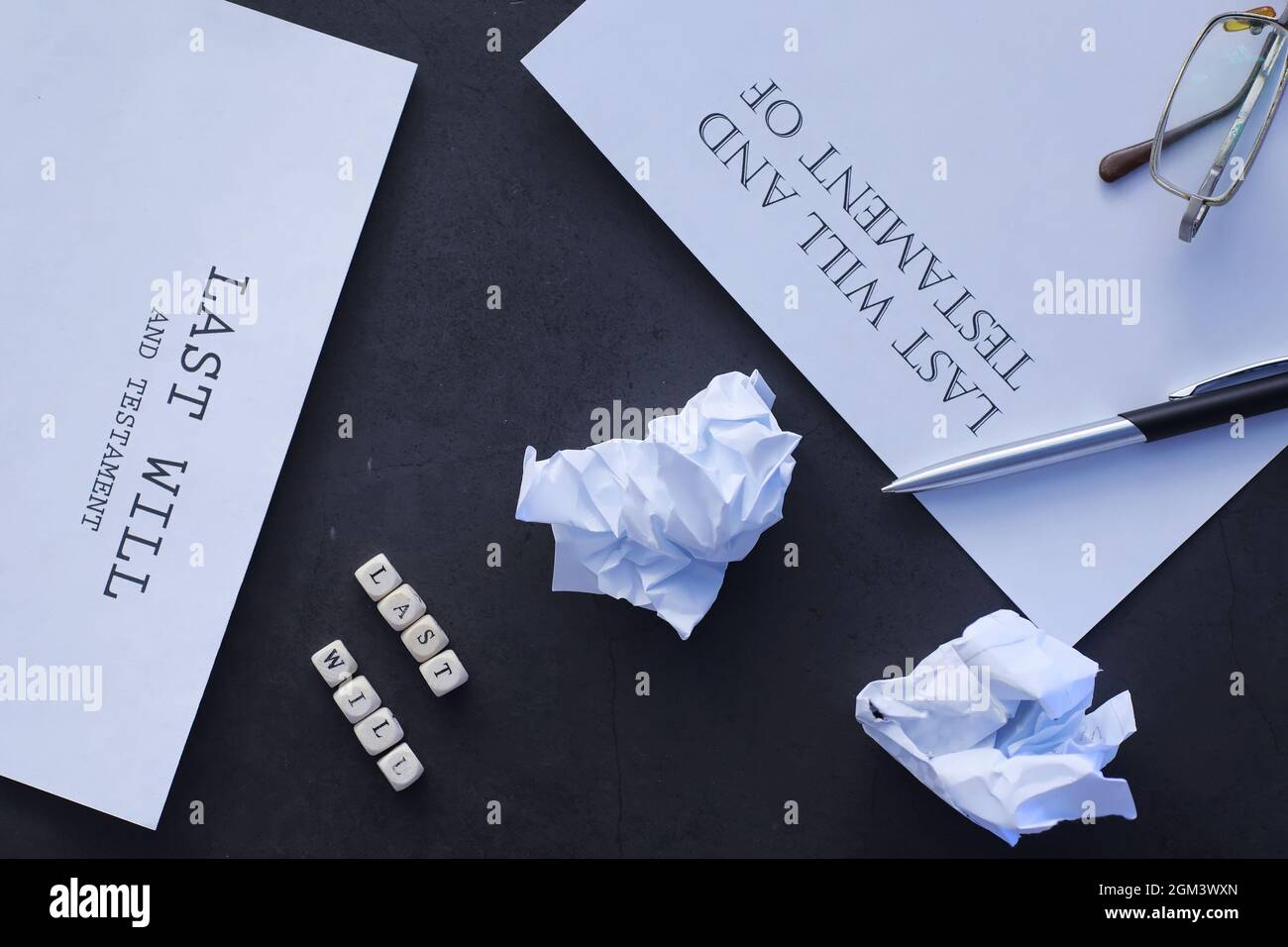 Legal concept. The procedure for writing the last will. Papers with ...