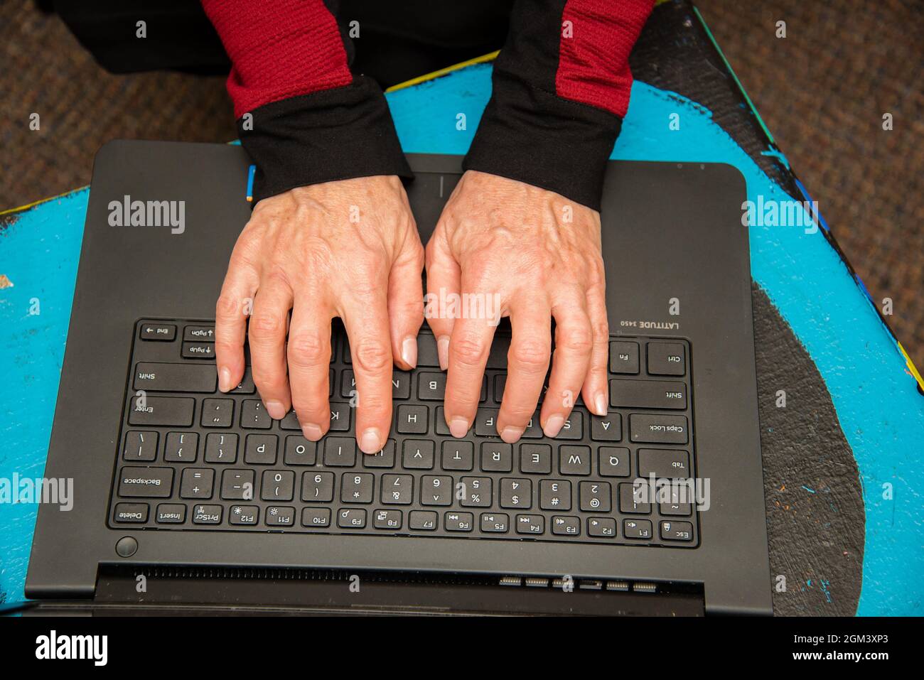 Hand laptop keyboard from above hi-res stock photography and images - Alamy