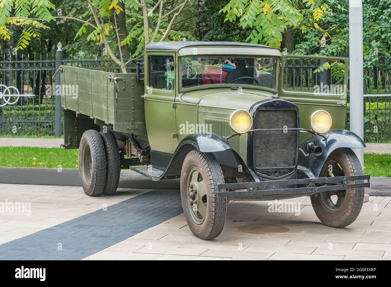 Korolev, Russia - September 11, 2021: Retro truck GAZ-AA on the city ...