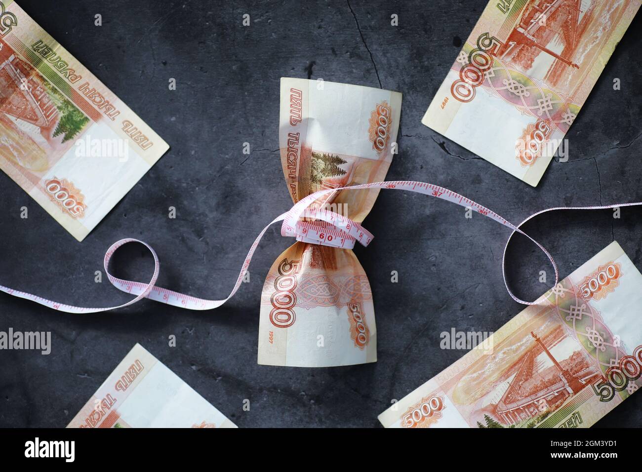 Business concept. The depreciation of the national currency. Bill with ...