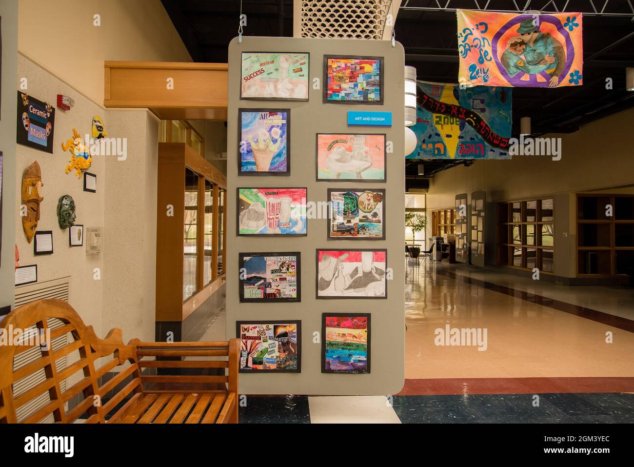 Wall of student artwork in a private Jewish elementary school Stock ...