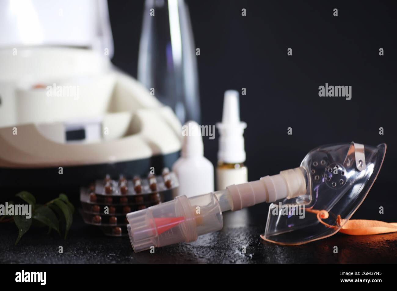 Inhalation with nebulizer at home. Asthma inhaler inhalation nebulizer ...