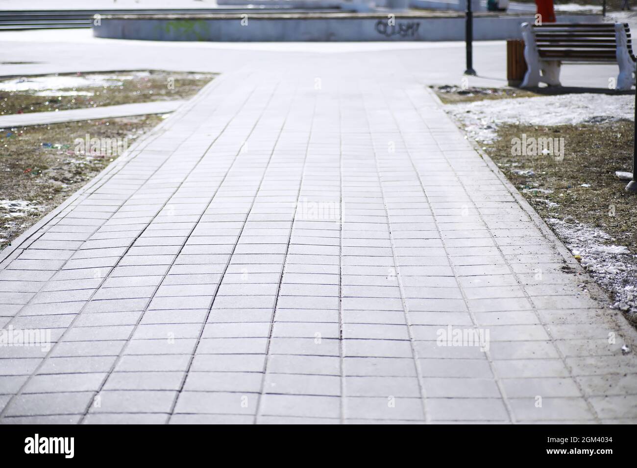 Grey paving stone, pedestrian walkway, pavement close up, the texture ...