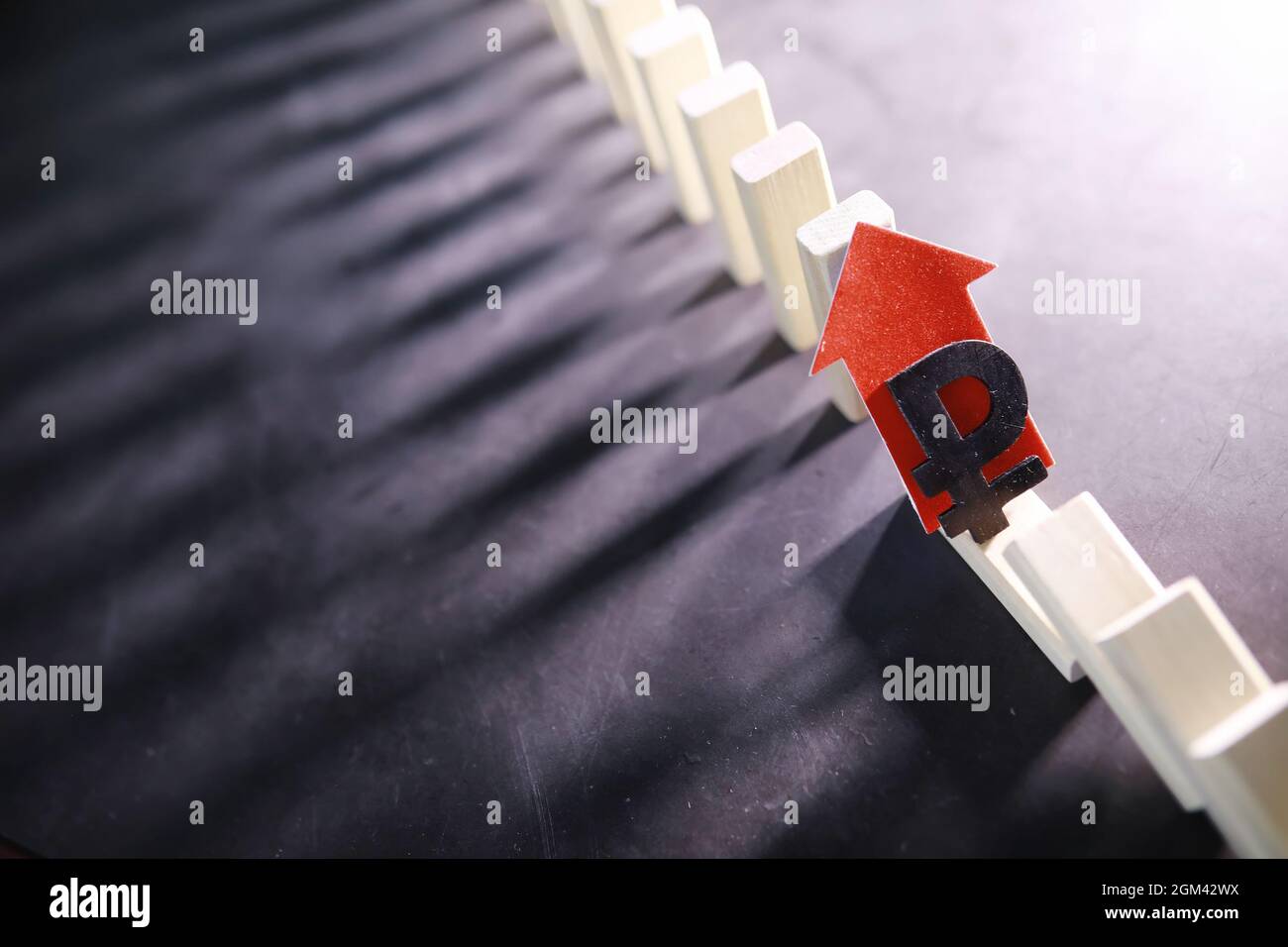 Business concept. The depreciation of the national currency of Russia ...