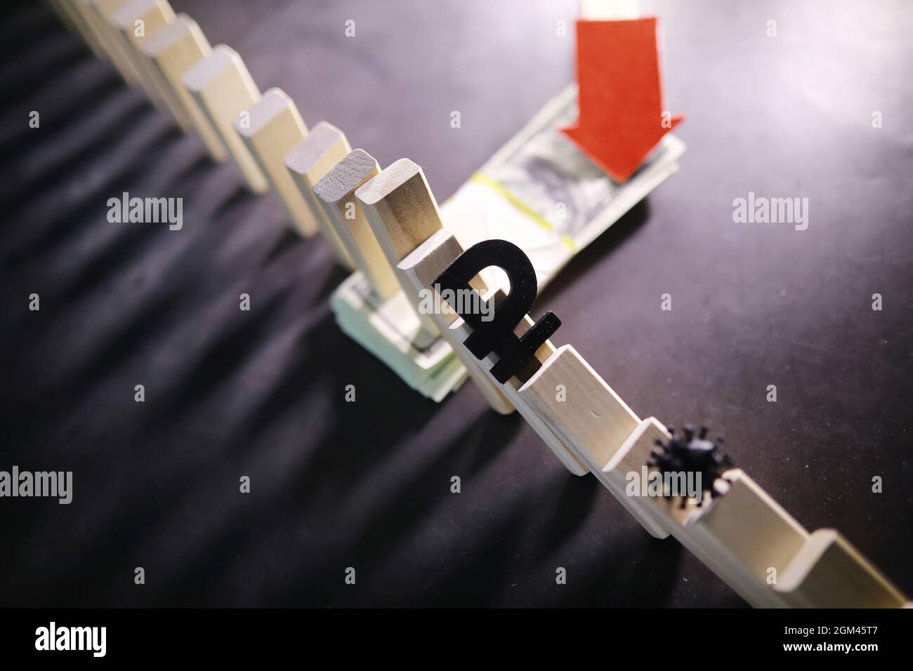 Business concept. The depreciation of the national currency of Russia ...