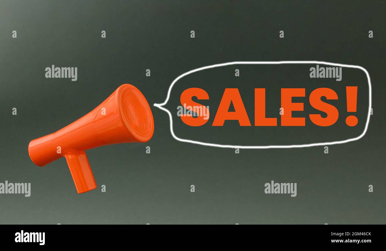 Red 3d megaphone with the word Sales written in the speech balloon ...