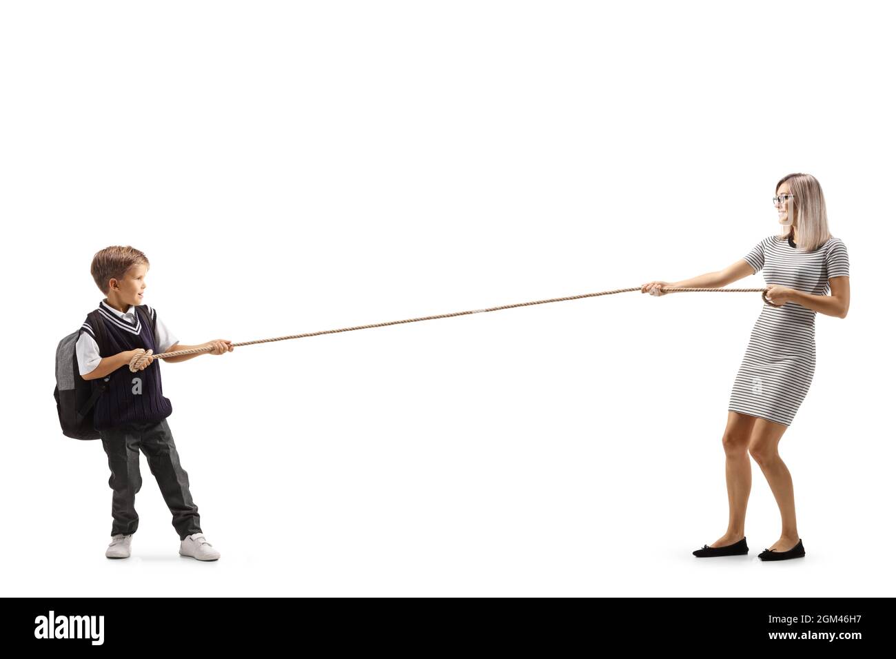 Woman pulling child Cut Out Stock Images & Pictures - Alamy