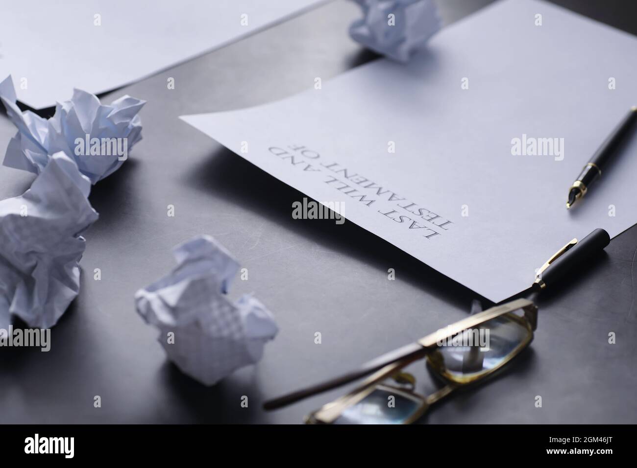 Legal concept. The procedure for writing the last will. Papers with ...