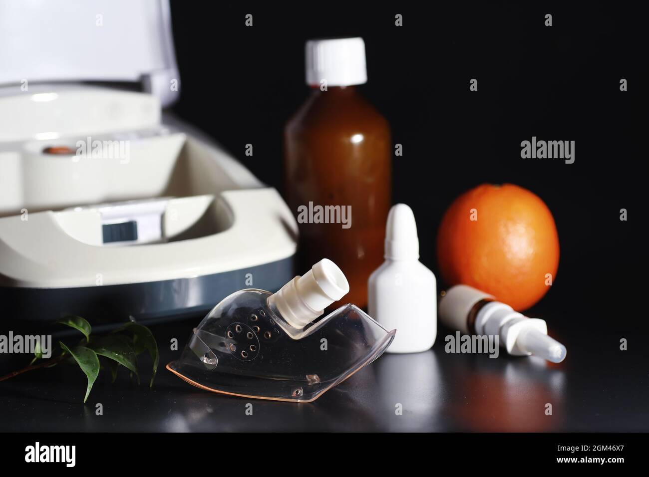 Inhalation with nebulizer at home. Asthma inhaler inhalation nebulizer ...