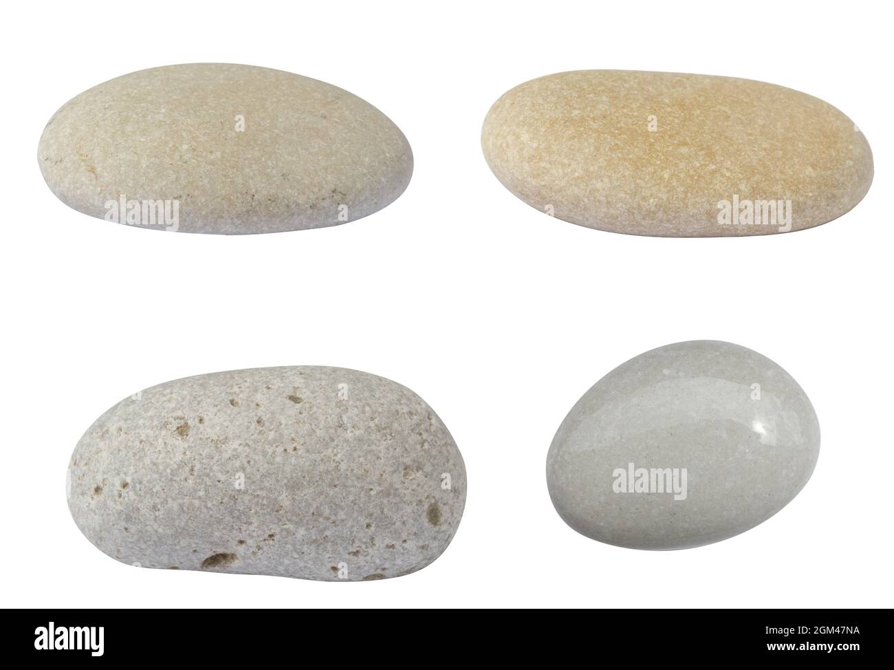 set of sea stones isolated on white background. pebbles from the beach ...