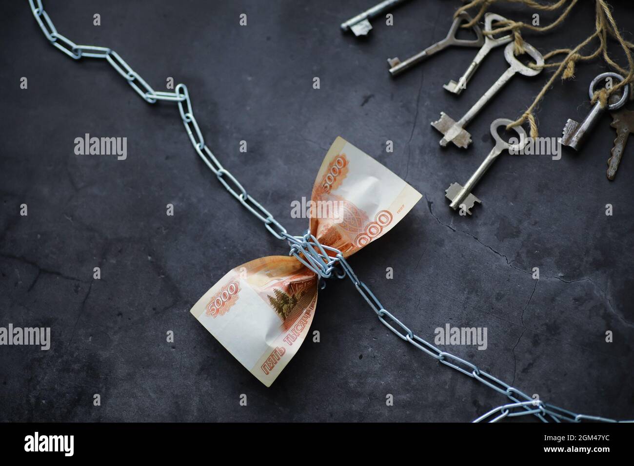 Business concept. The depreciation of the national currency. Bill with ...