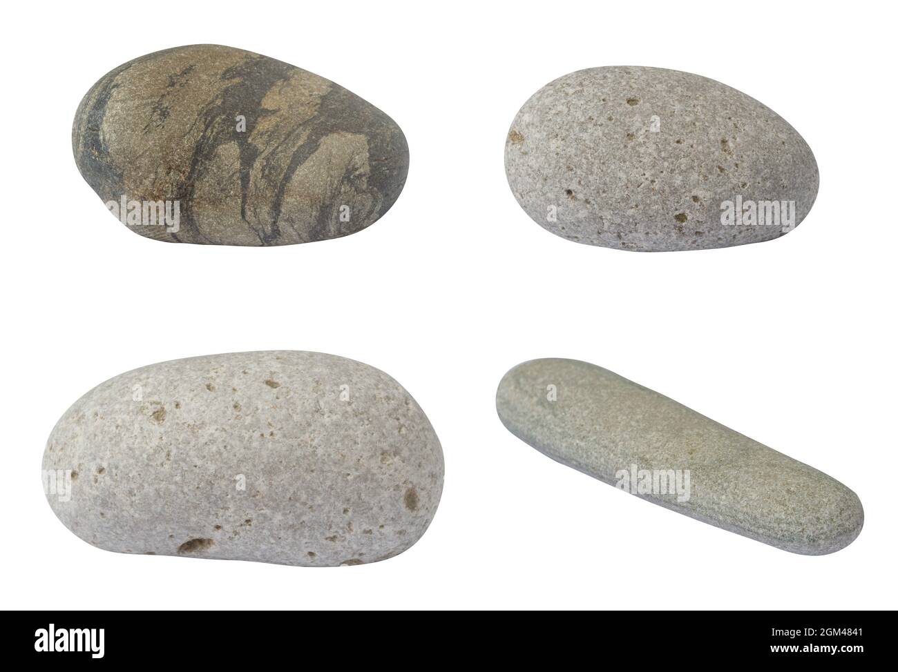 set of sea stones isolated on white background. pebbles from the beach ...