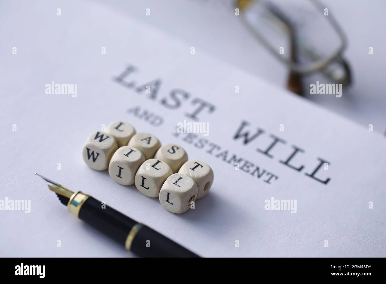 Legal concept. The procedure for writing the last will. Papers with ...
