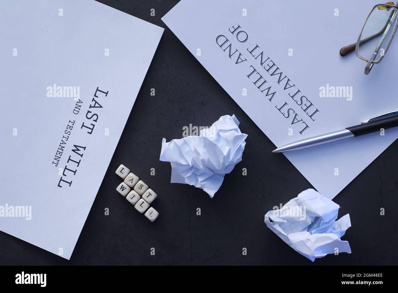 Legal concept. The procedure for writing the last will. Papers with ...