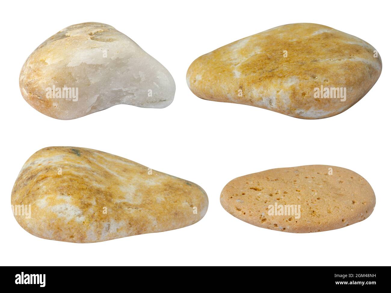 set of sea stones isolated on white background. pebbles from the beach ...
