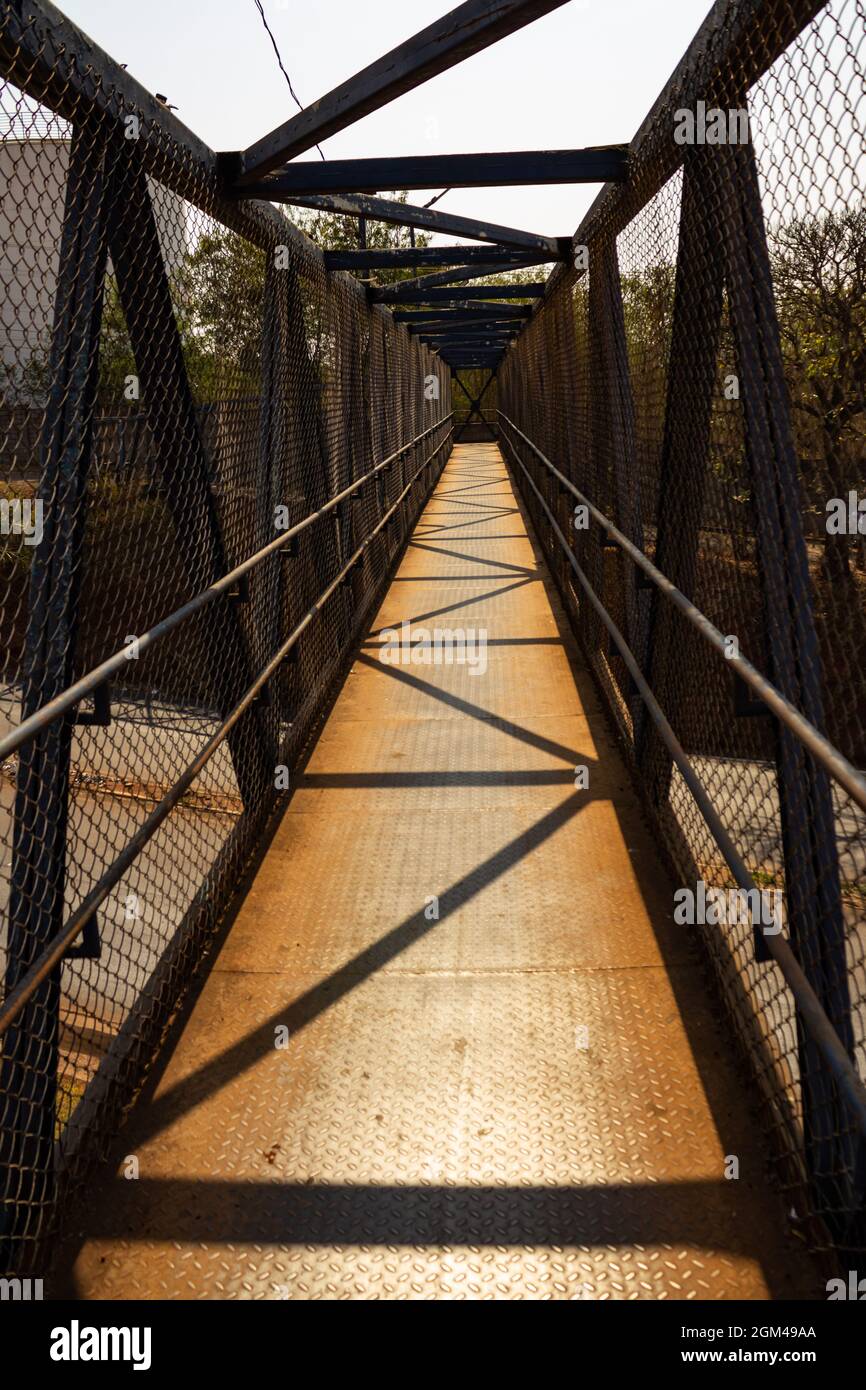 Footbridge for pedestrian crossing over a highway in the state of Goias ...