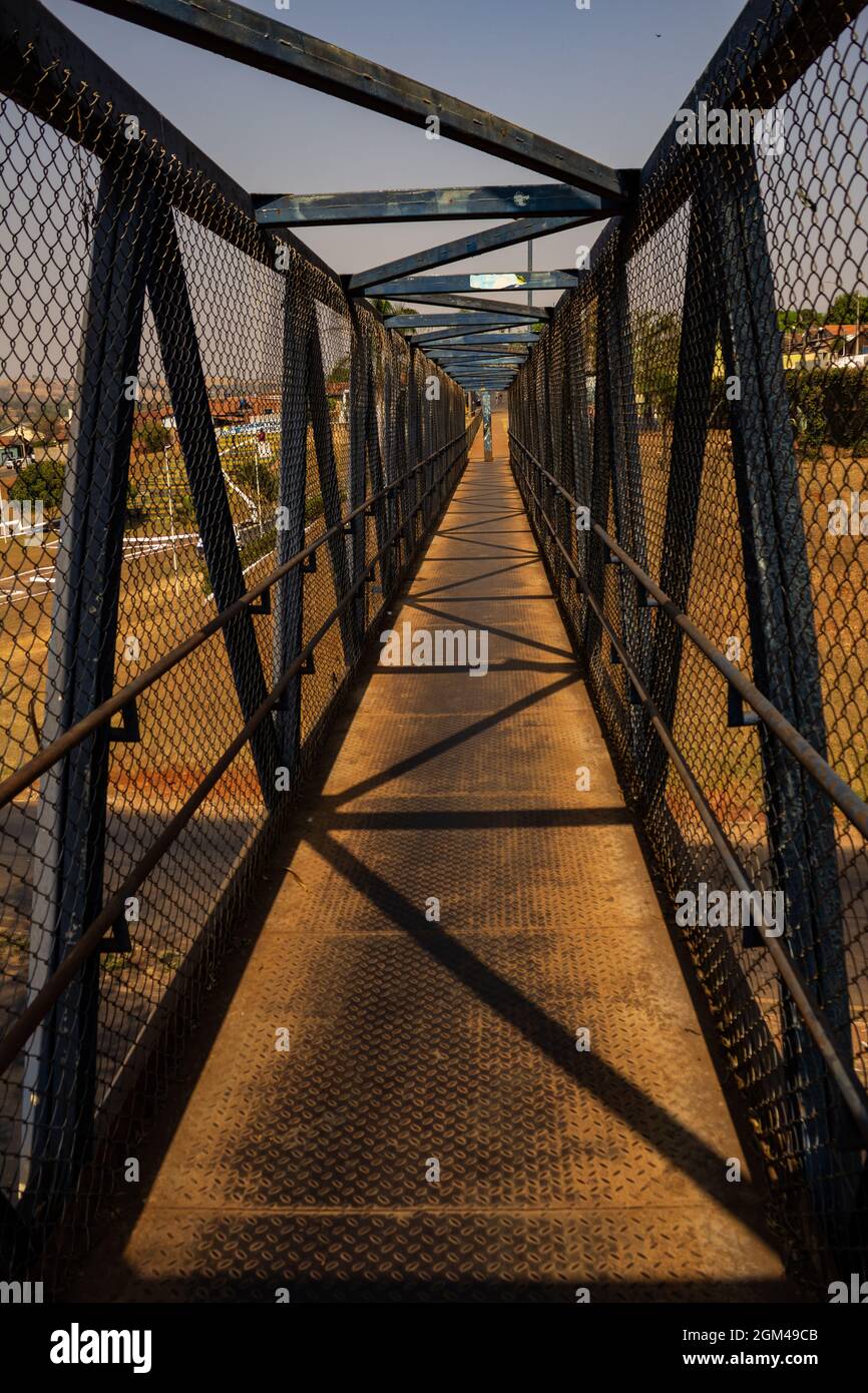 Footbridge for pedestrian crossing over a highway in the state of Goias ...