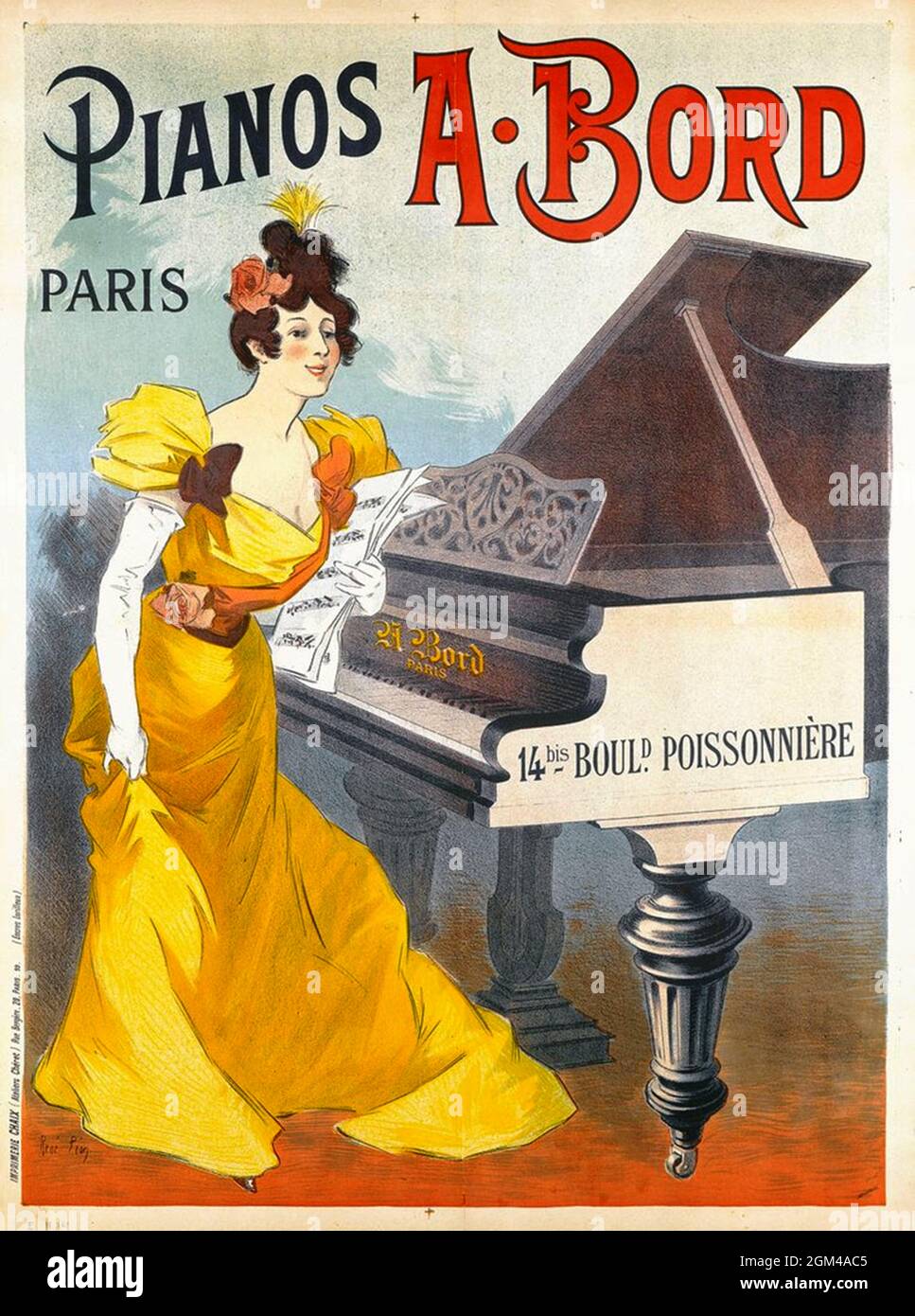 Click-On-Vintage French piano poster - Pianos A. Bord, 1890s Stock ...