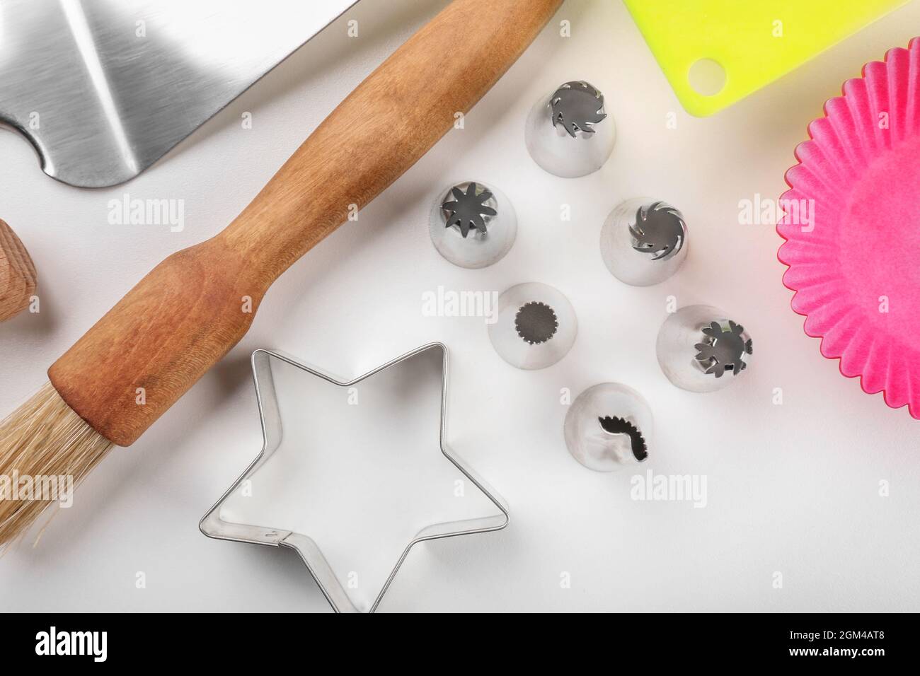 Set of kitchenware for cooking pastries on white background Stock Photo ...