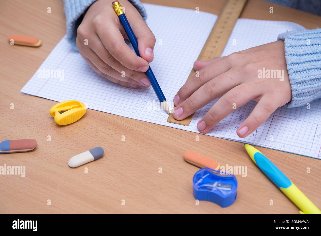 Child close up drawing ruler hi-res stock photography and images - Alamy