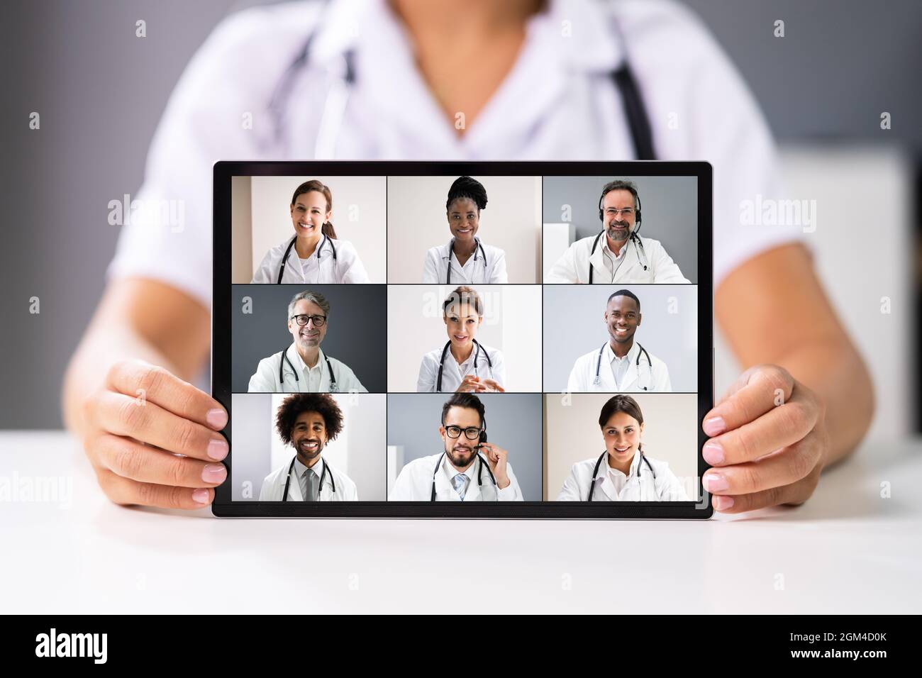 Doctor Video Conference Call Webinar And Medical Training Stock Photo ...