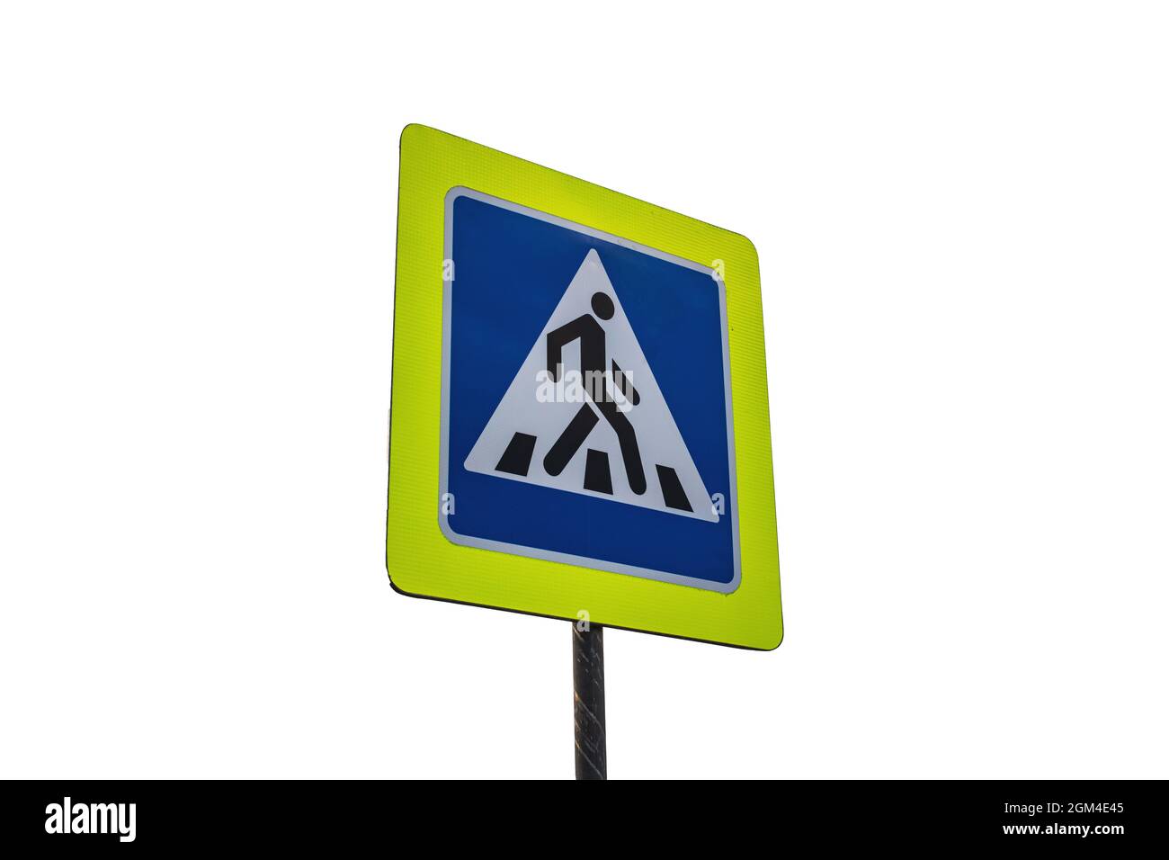 Pedestrian crossing sign isolated on white background close up Stock ...