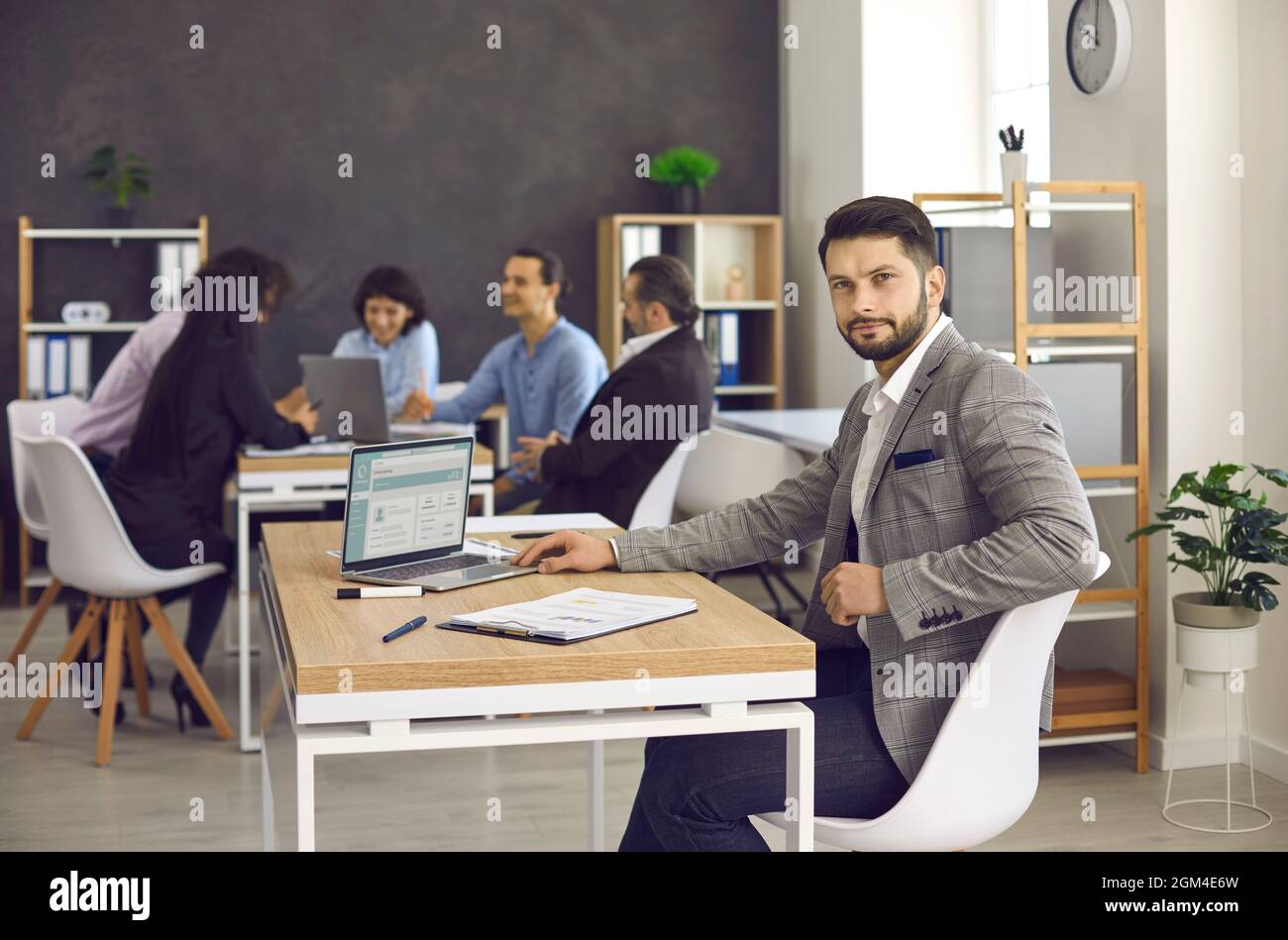 Business center desk hi-res stock photography and images - Alamy