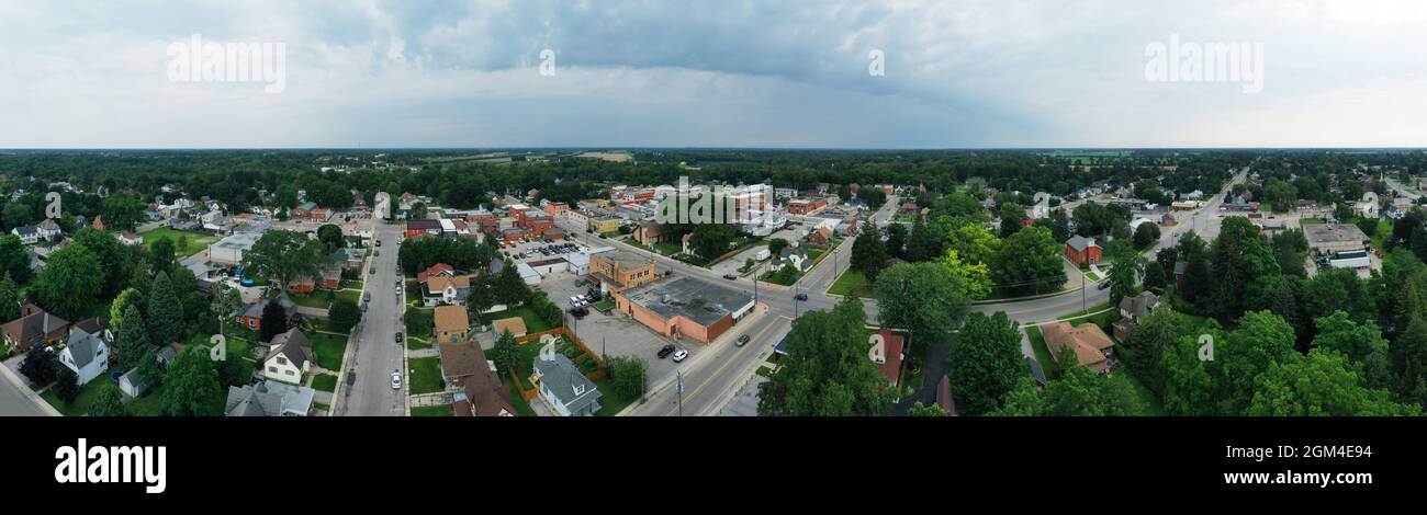 An aerial panorama of Delhi, Ontario, Canada downtown Stock Photo - Alamy