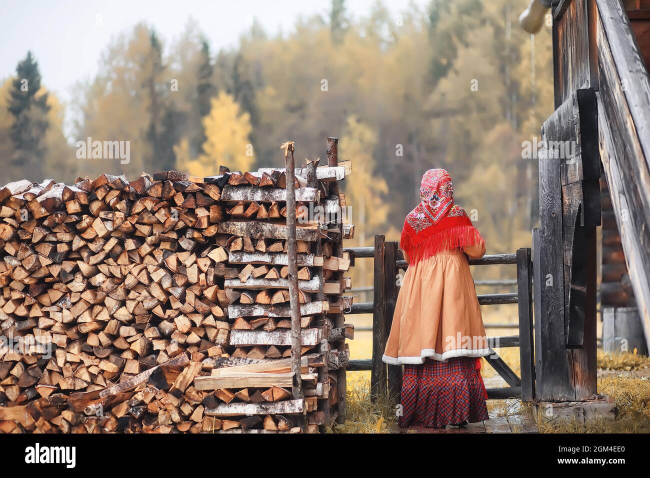 Traditional Slavic rituals in the rustic style. Outdoor in summer ...