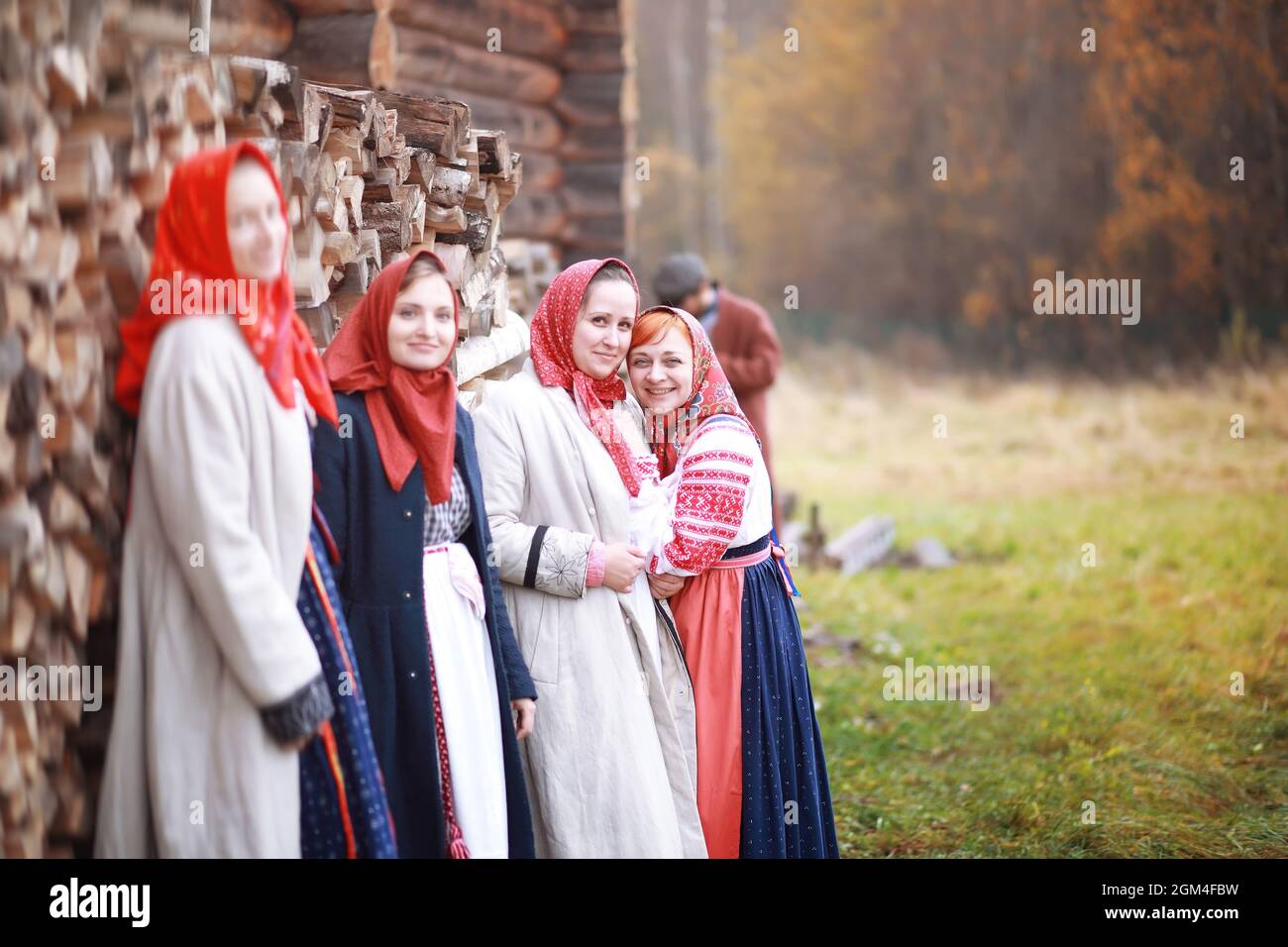 The concept of ancient traditions. Slavic carnival. Rites, dances ...