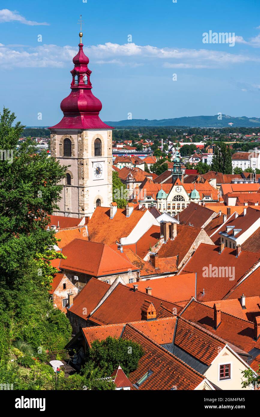 Cityscape of Ptuj Town and River Drava, Slovenia. Summer Travel ...