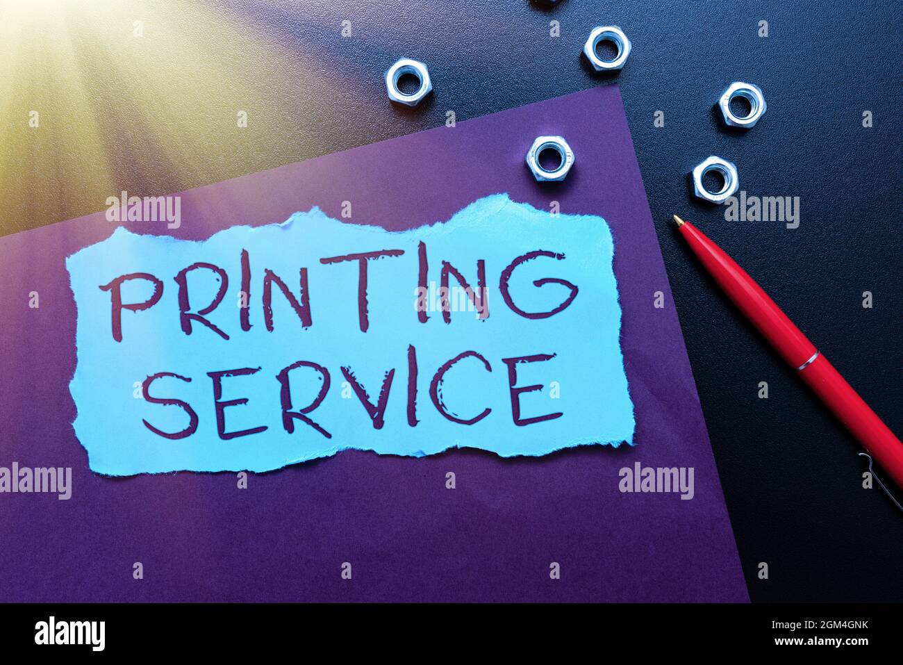 Text caption presenting Printing Service. Business showcase program ...