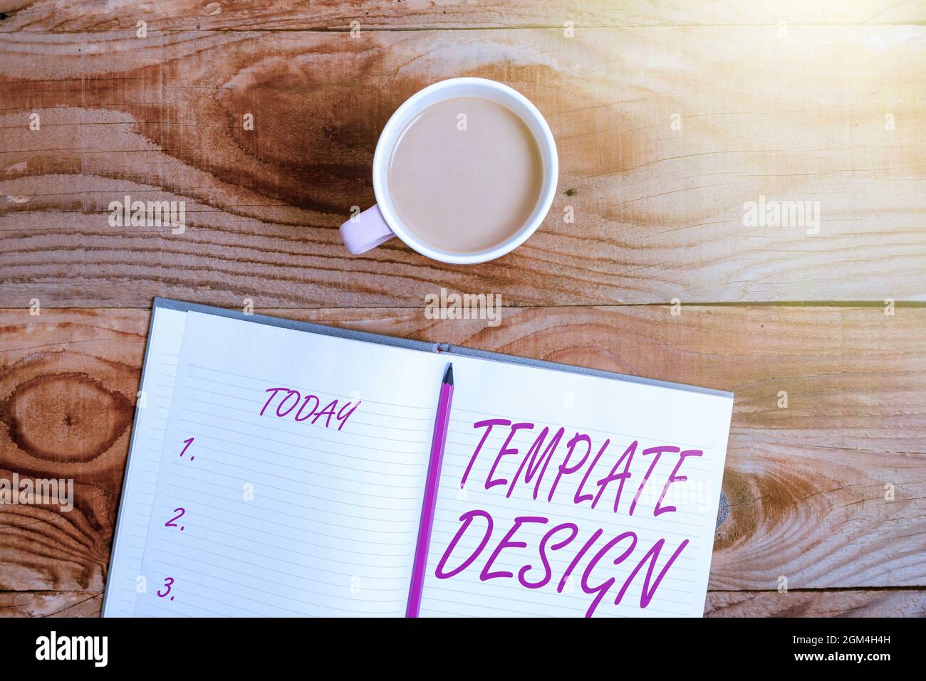 Conceptual caption Template Design. Word Written on an overall layout or blueprint with a format ...
