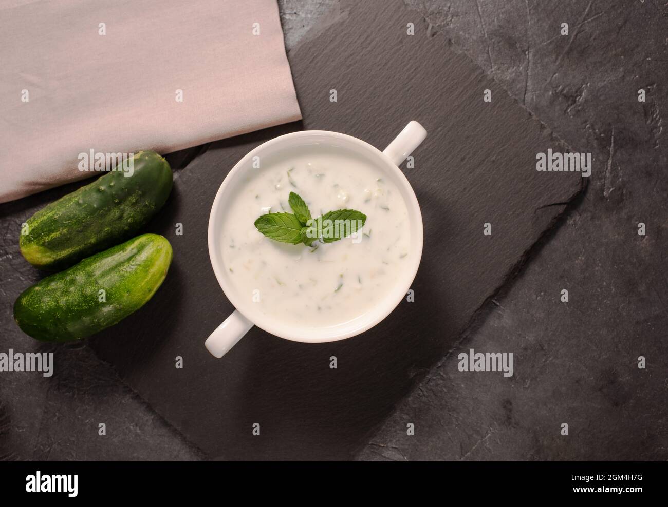 Raita sauce with cucumber, garlic and pepper. Indian Wright. Greek ...
