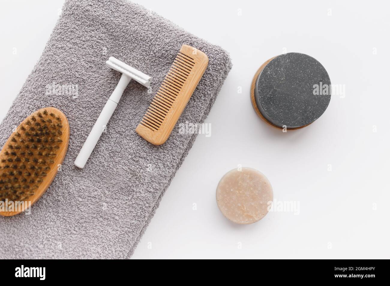 Male hygiene kit for face, hair and beard care isolated on white ...