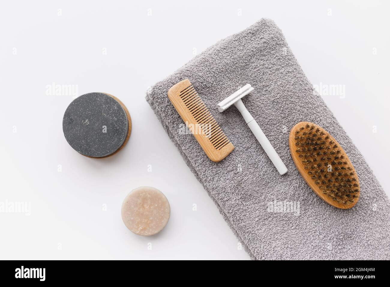 Male hygiene kit for face, hair and beard care isolated on white ...