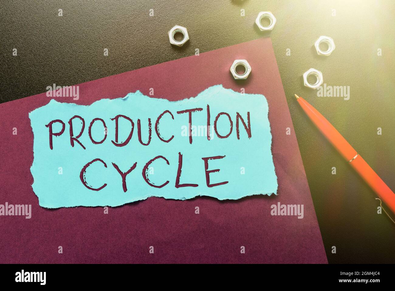 Text caption presenting Production Cycle. Business overview conversion ...