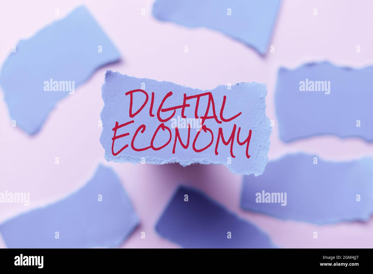 Hand writing sign Digital Economy. Business idea economic activities ...