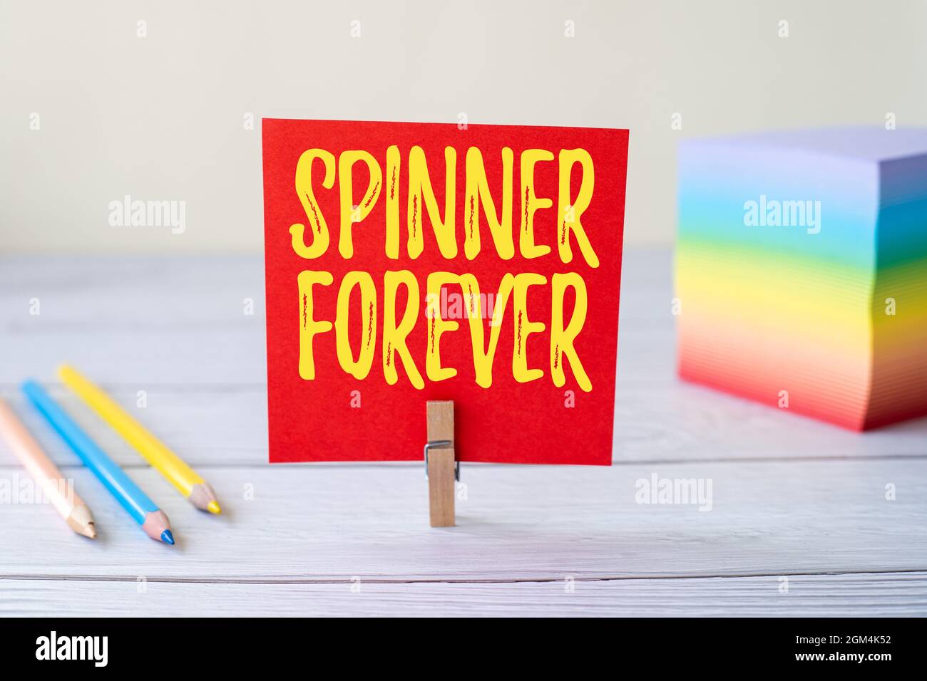 Writing displaying text Spinner Forever. Concept meaning stress ...