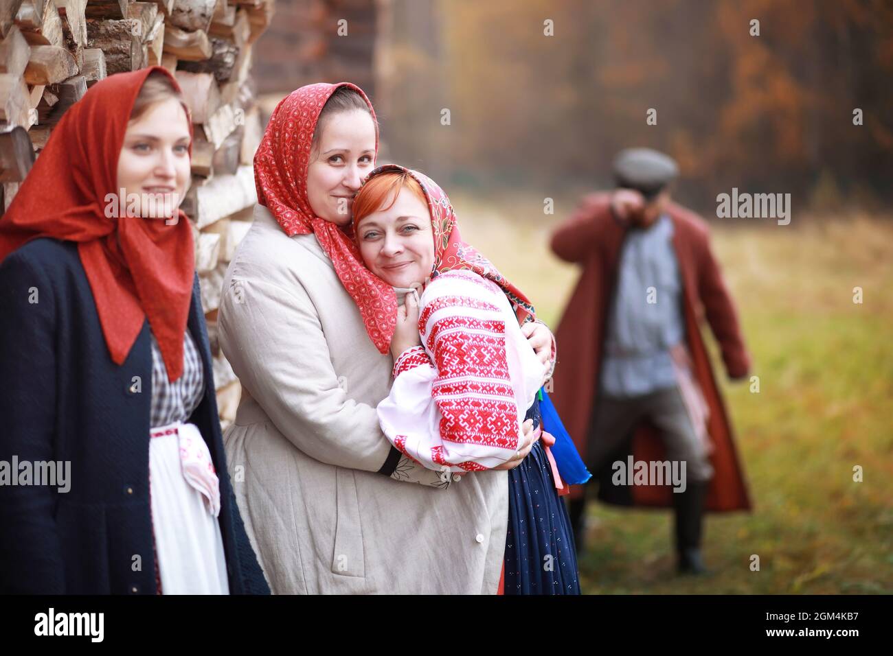 The concept of ancient traditions. Slavic carnival. Rites, dances ...