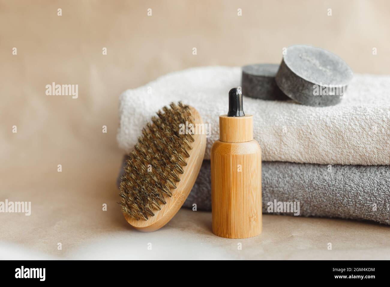 Men spa set with towels, natural solid shampoo, soap, beard brush and ...