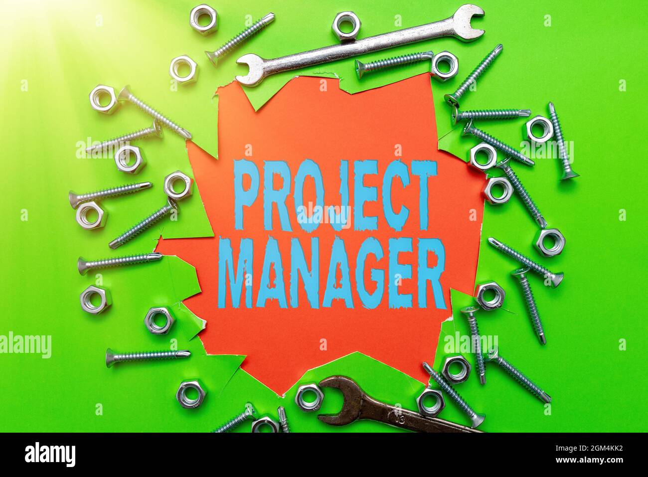 Text caption presenting Project Manager. Word for overall charge of the ...