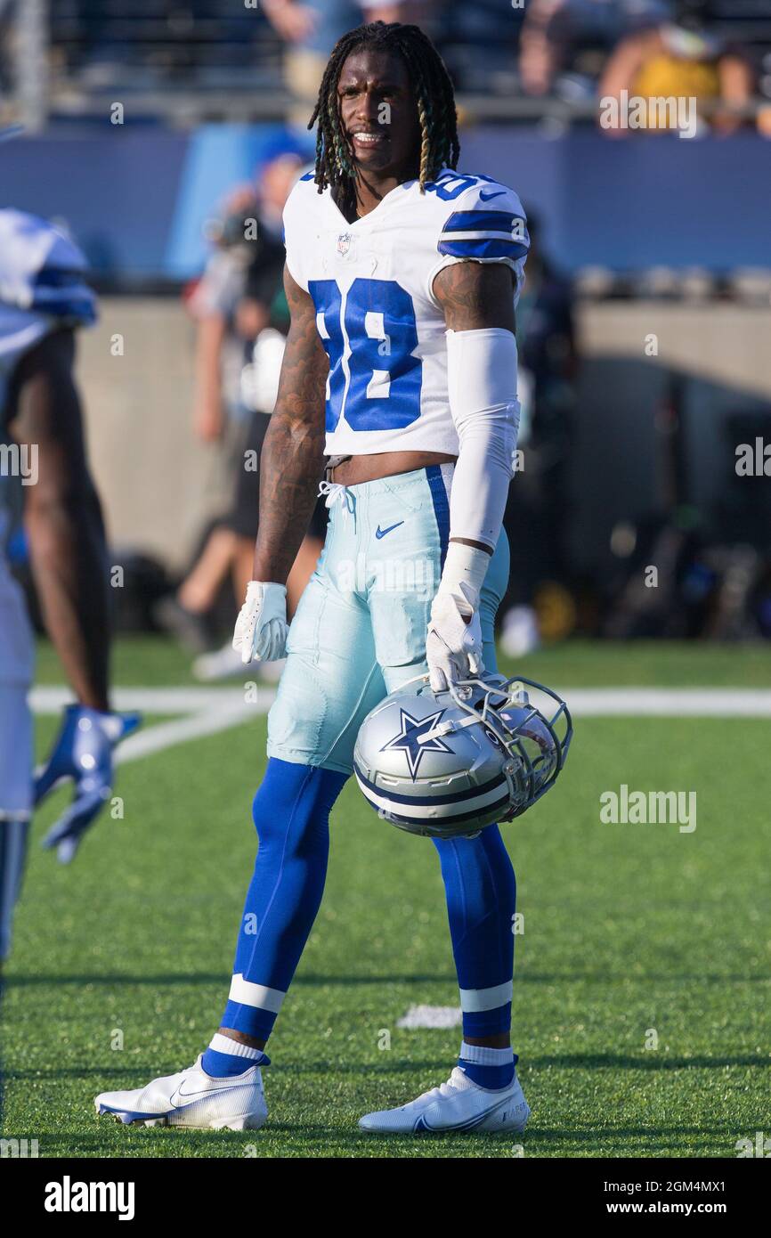 Dallas Cowboys wide receiver CeeDee Lamb (88) at warmups period before the Pro Football Hall of ...