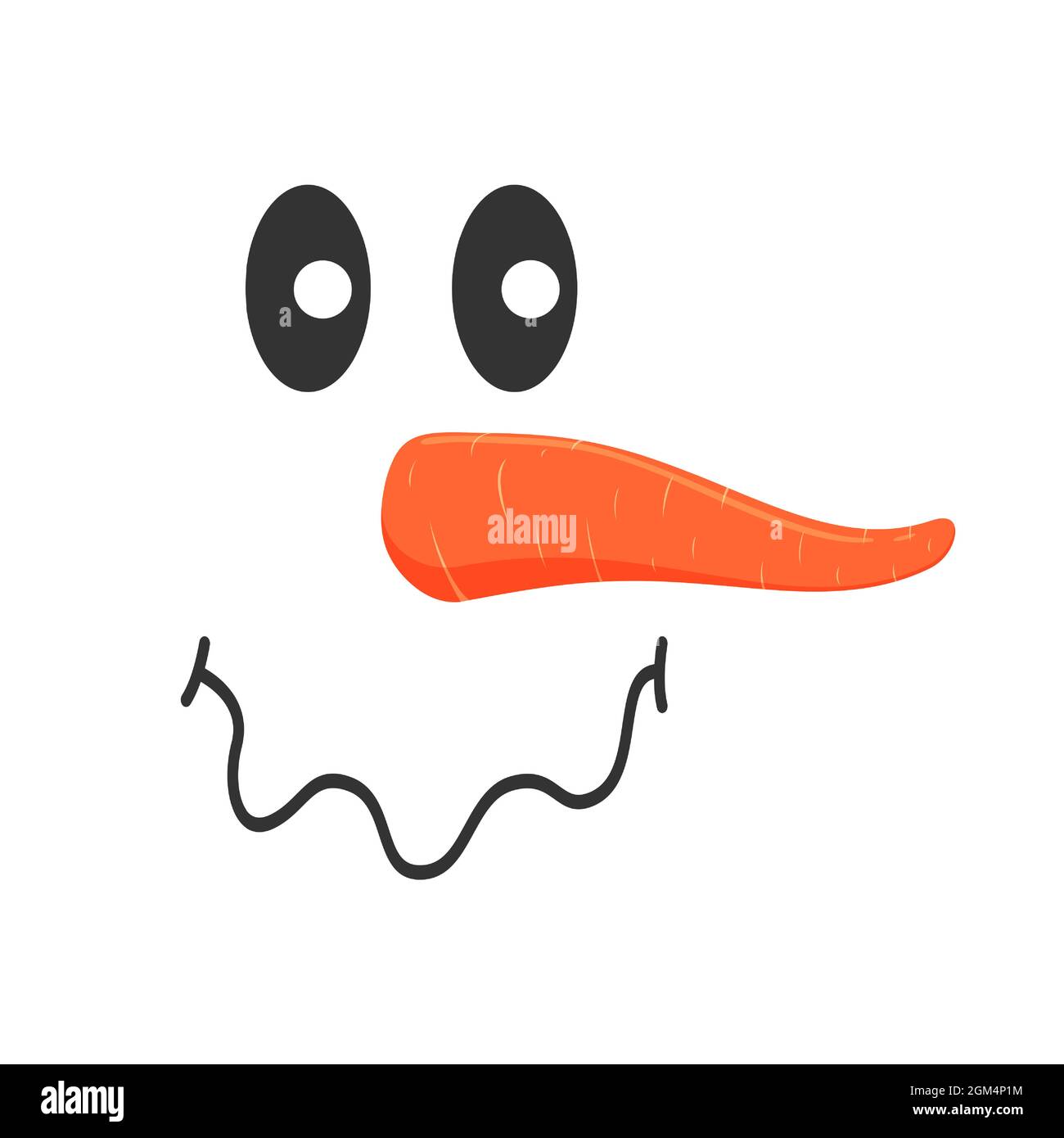 Cute snowman face with upset emotion. Funny snow man head with squiggly ...