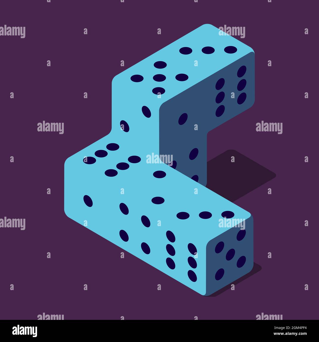 Impossible blue dice on purple background Stock Photo - Alamy