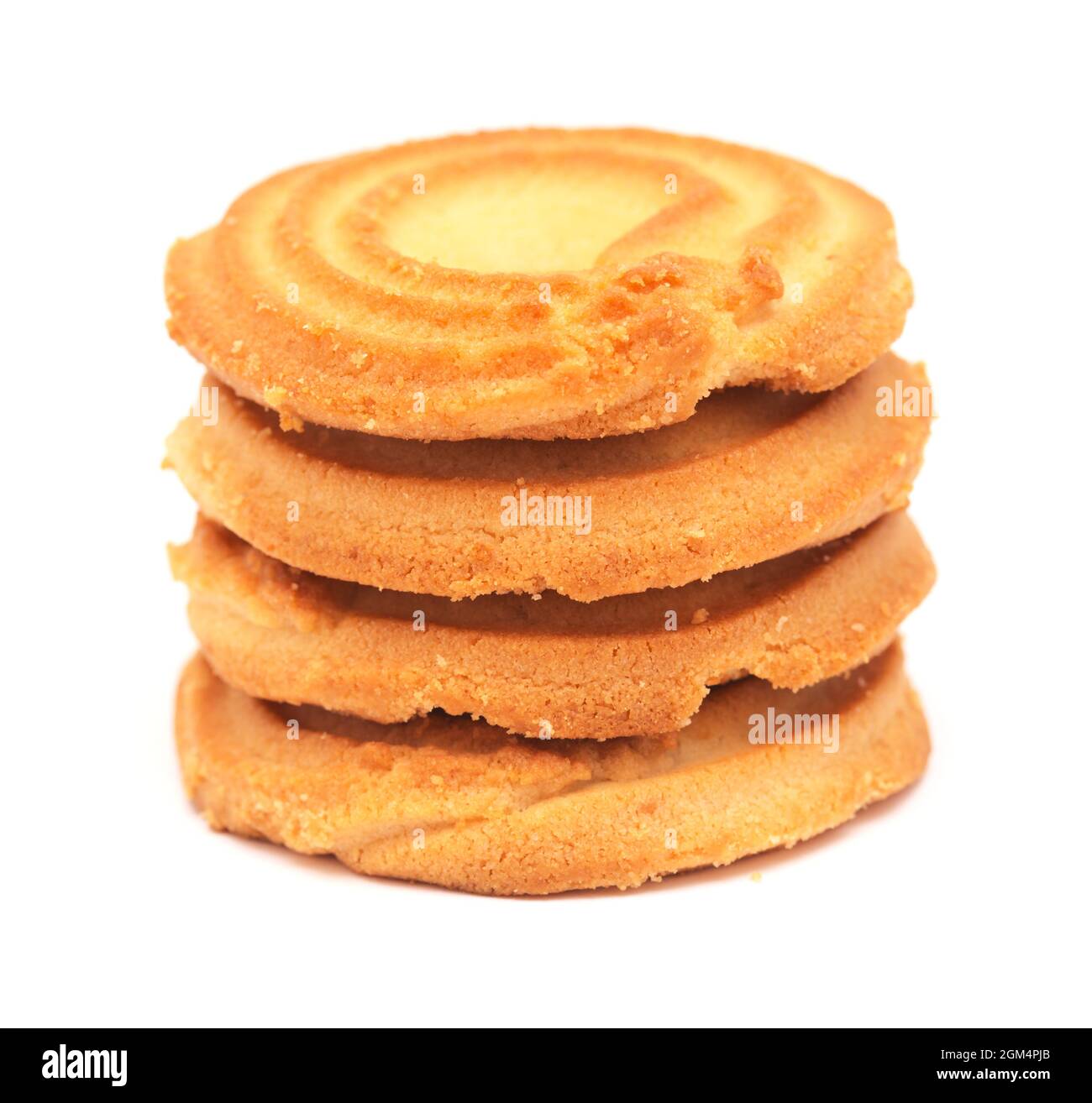 ring shaped crumbly shortbread cookies isolated on white background ...