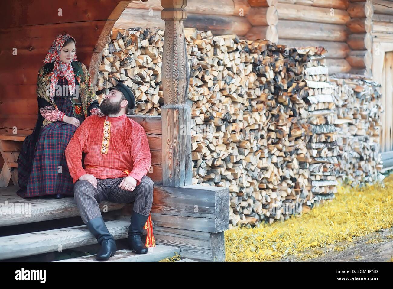 Traditional Slavic rituals in the rustic style. Outdoor in summer ...