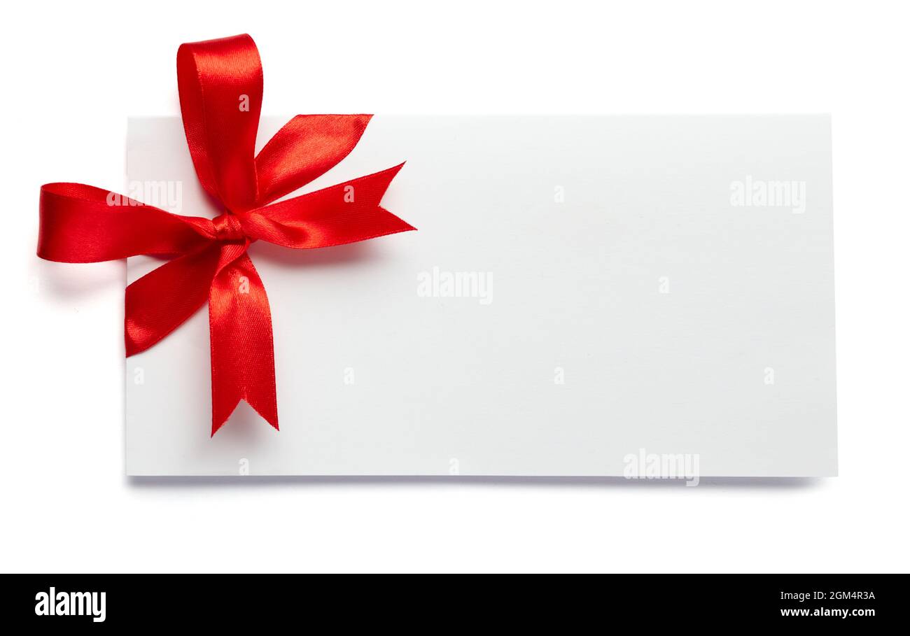 note greeting card red ribbon Stock Photo - Alamy