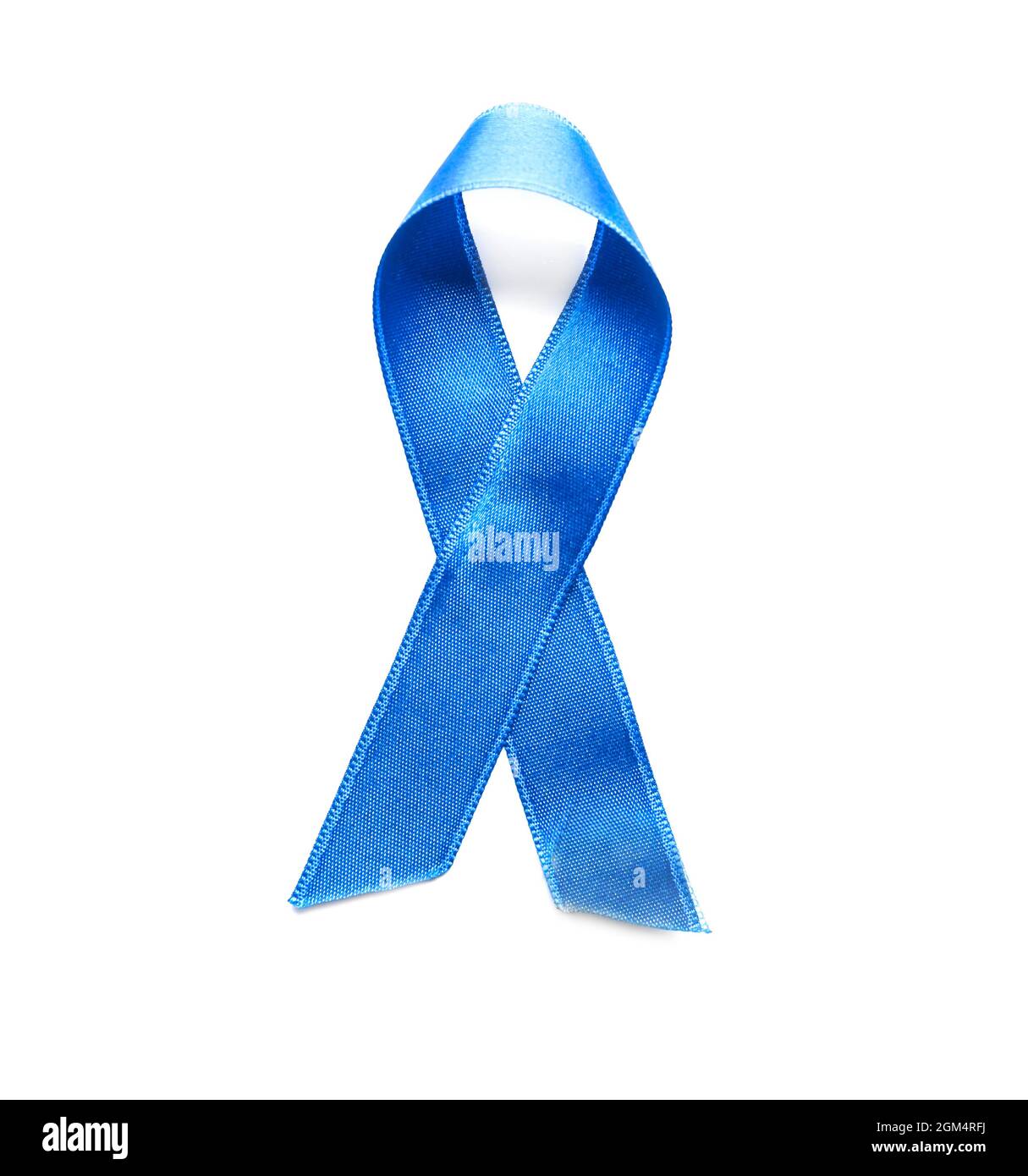 Blue ribbon on white background. Cancer awareness concept Stock Photo ...