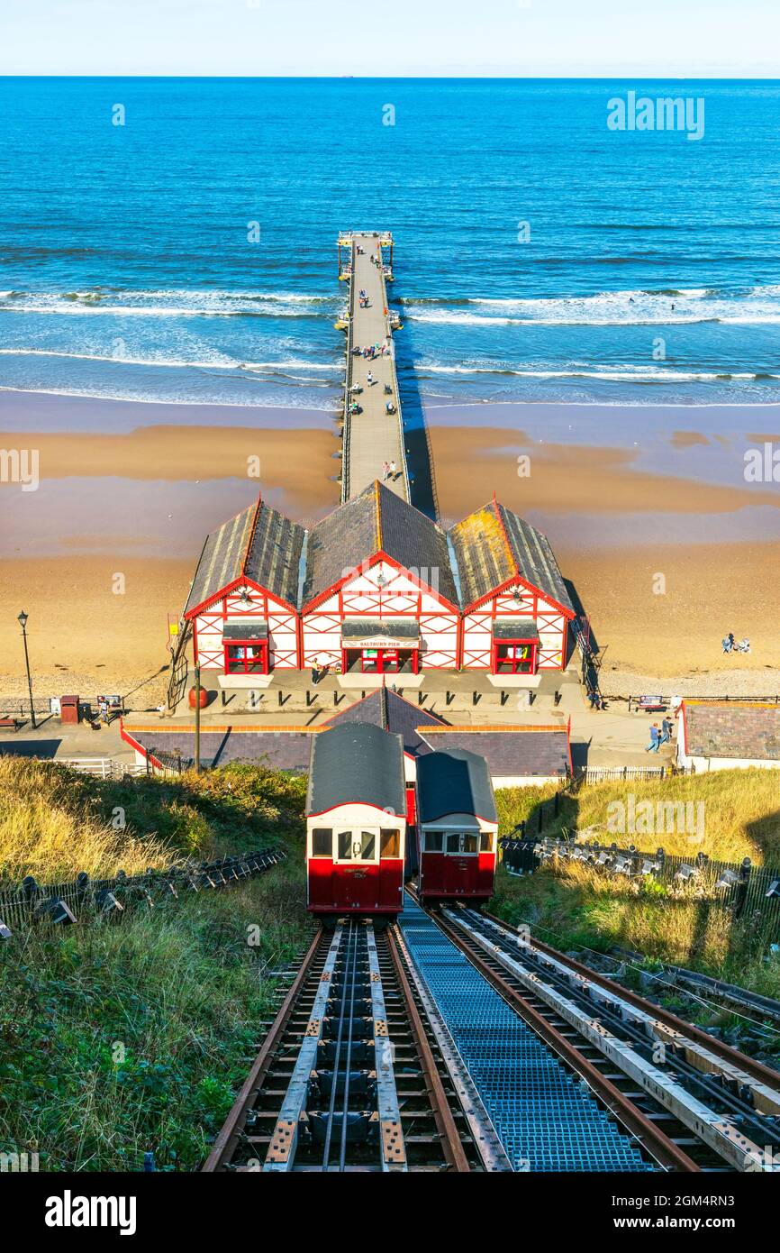 Victorian fishing pier at Saltburn by the Sea, North Yorkshire, the ...